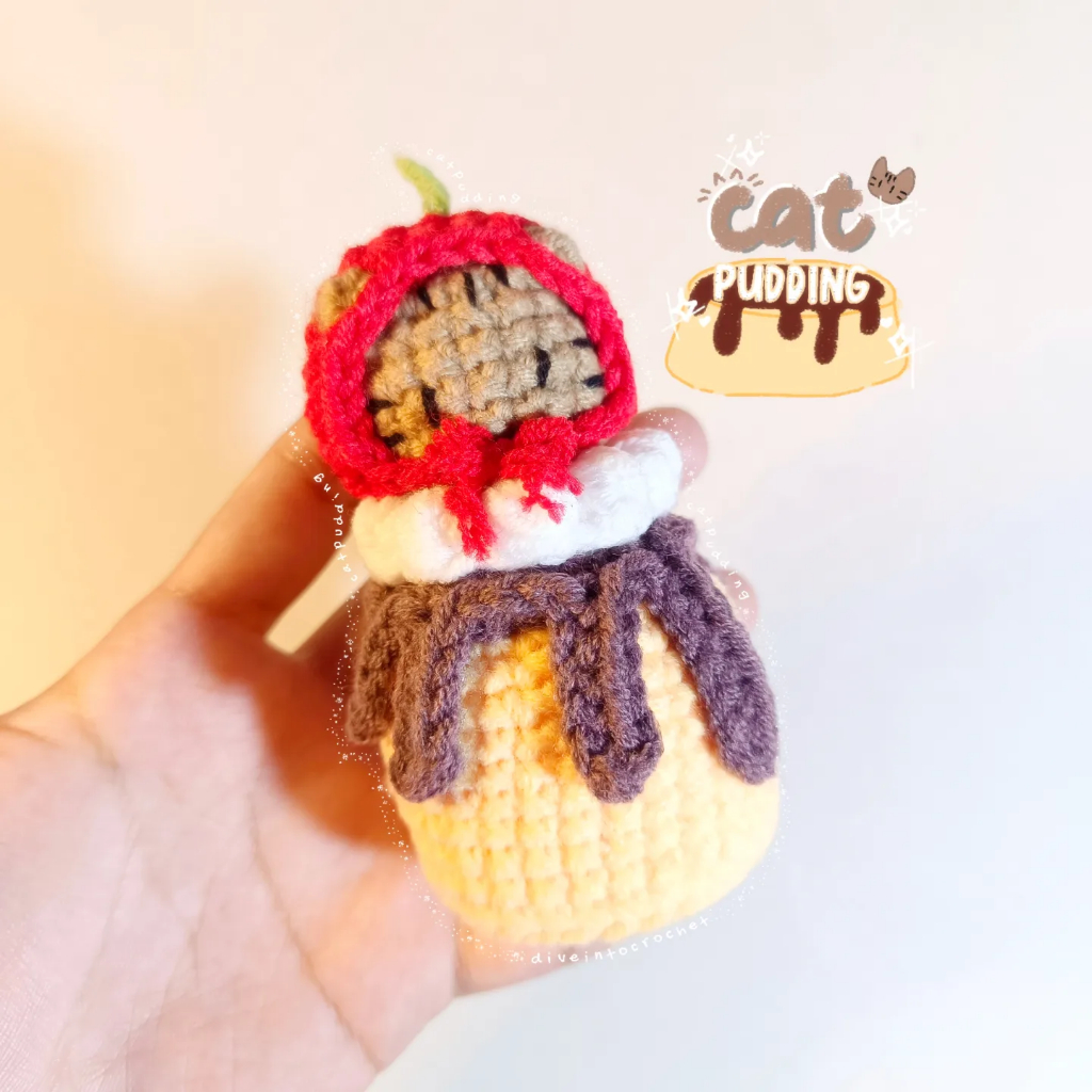 crocheted cat pudding amigurumi keychain | Shopee Philippines