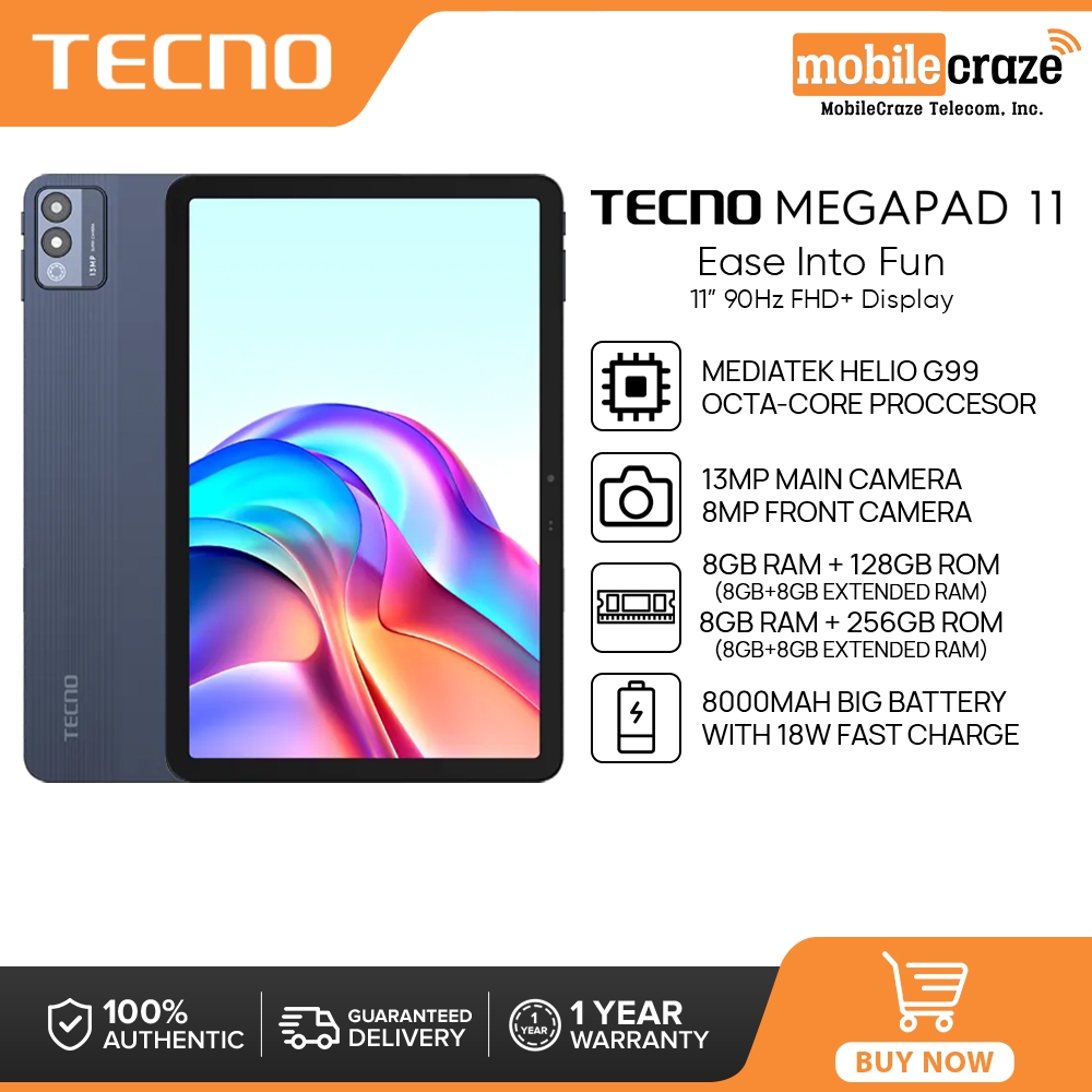 TECNO MEGAPAD 11 Tablet | 8GB+128GB/8GB+256GB | MTK Helio G99 | 11 ...