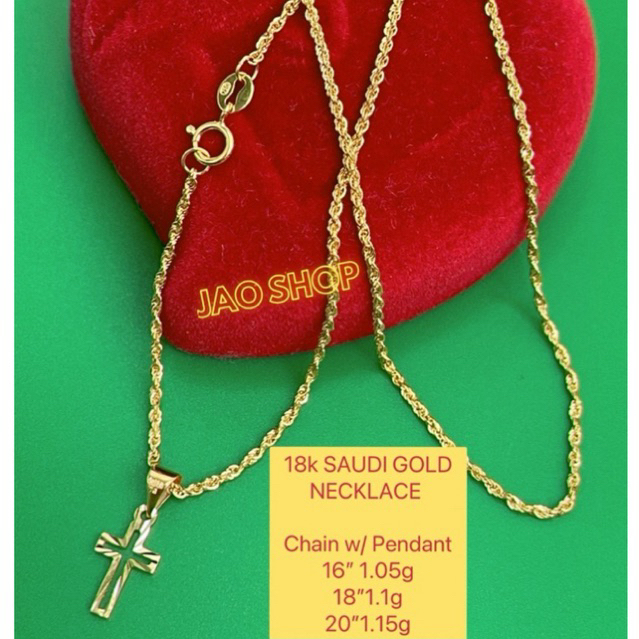 PAWNABLE 18K SAUDI GOLD GOLD ROPE NECKLACE W/Pendant | Shopee Philippines