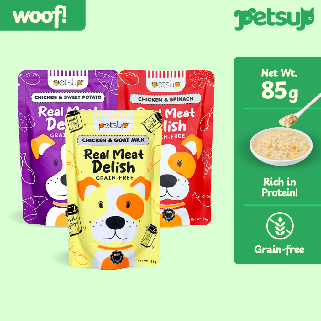 Petsup Dog Wet Food 85g Real Meat Delish High Protein Chicken Goat Milk ...