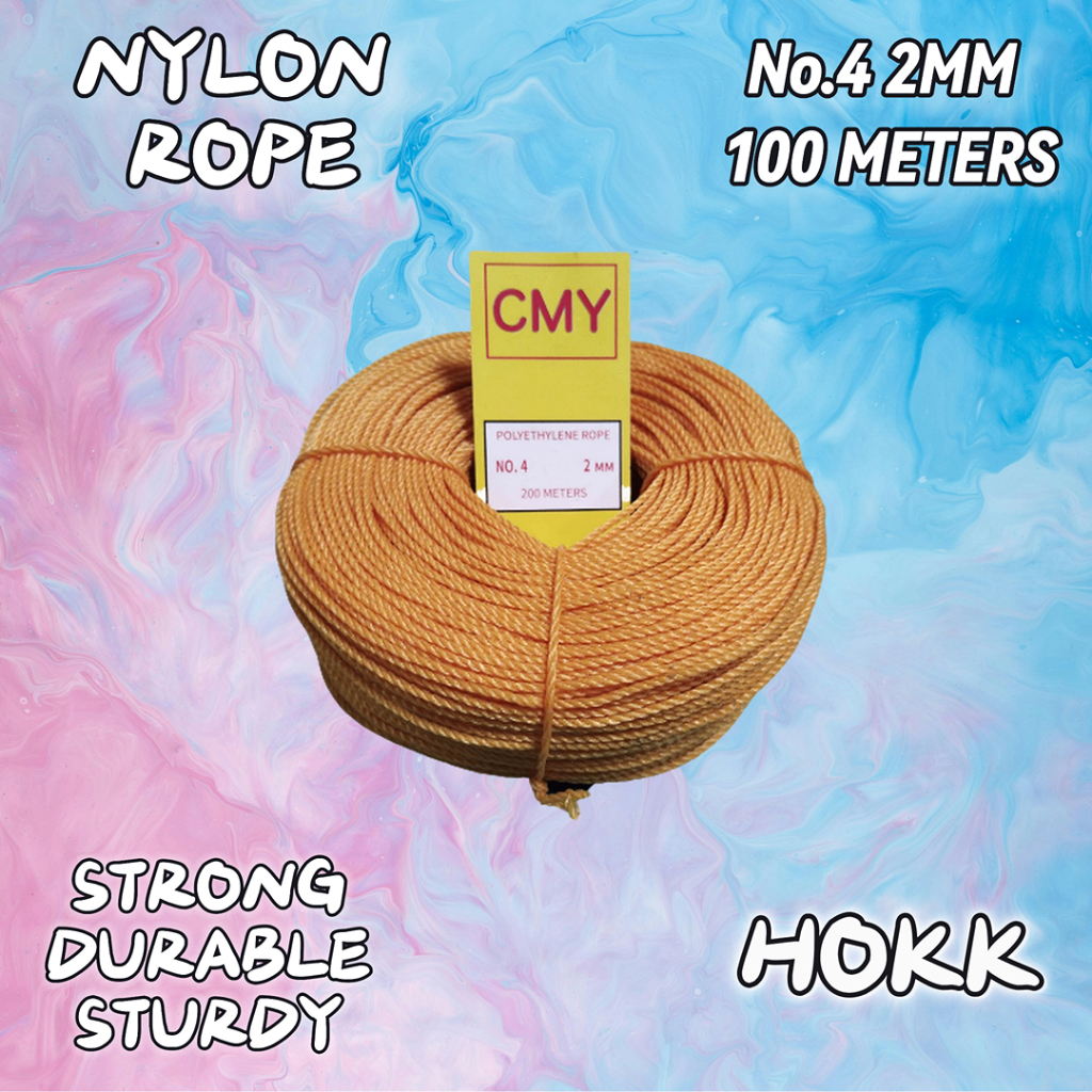 #4 2mm YELLOW POLYETHYLENE ROPE (100 Meters)/NYLON ROPE/LUBID/TALI ...