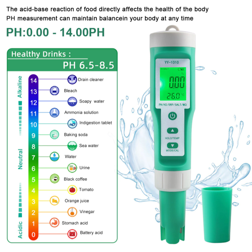 MT- 10 in 1 Water Quality Meter pH/TDS/EC/ORP/SALT/H2/S.G/TEMP/ΜΩ/Fertility, pH Meter | Shopee ...