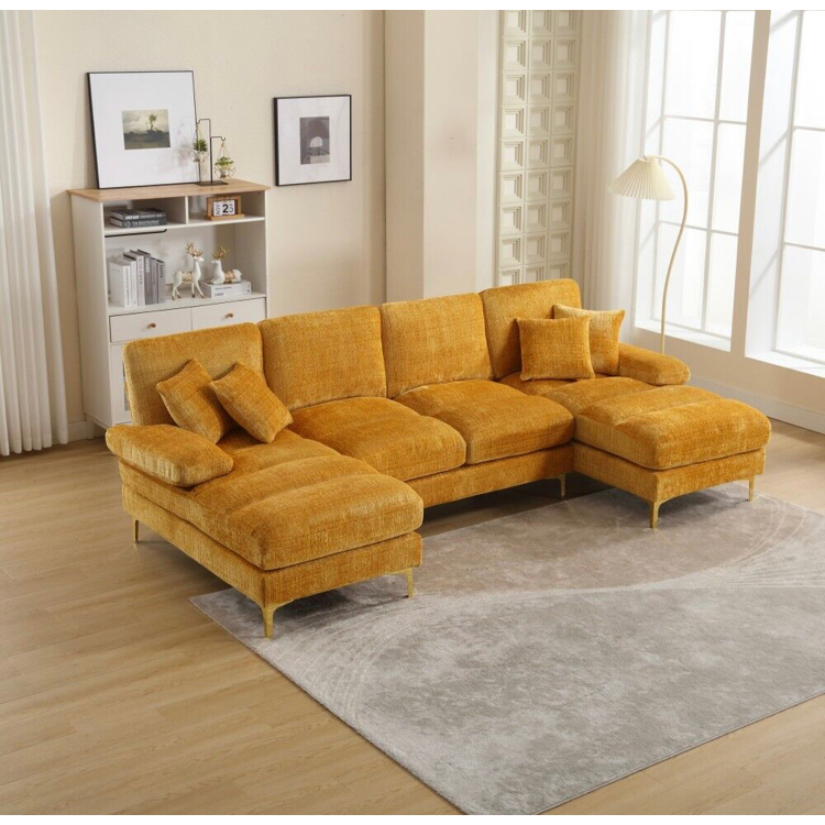 Modern Oversized U-Shaped Bread Sectional Sofa Couch with Double Chaise ...
