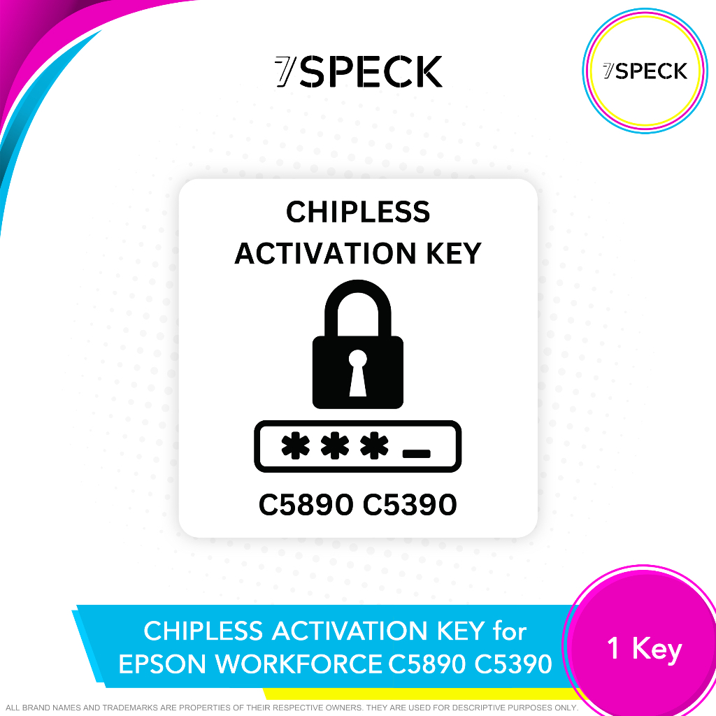 Chipless Activation Key for Epson WorkForce C5890 C5390 (2024 ONLY ...