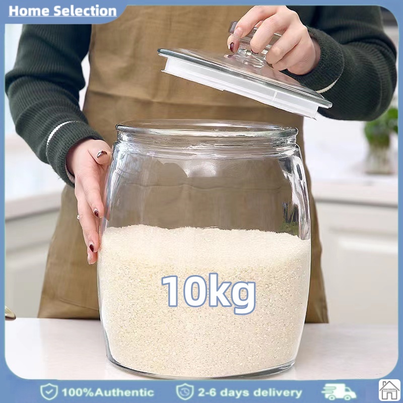 Glass rice storage container 10 kg/8 kilos jar air tight container for ...