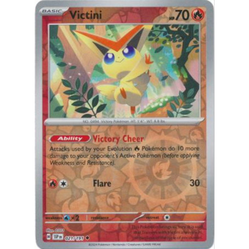 Pokemon Card, Victini 021/191, Uncommon Reverse Holo. (ENGLISH TYPE ...