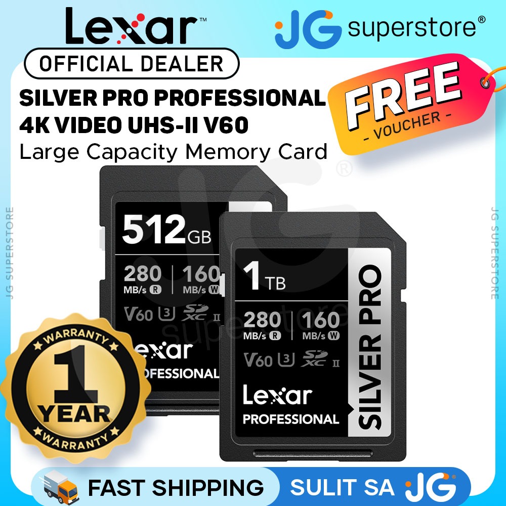 Lexar Professional 1TB 512GB Silver Pro SDXC UHS-II V60 U3 Class 10 ...