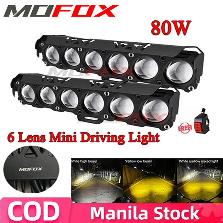 MOFOX P6 Laser Gun Dual Color 80W Hi/Low Motorcycle Mini Driving Light Waterproof Auxiliary ...