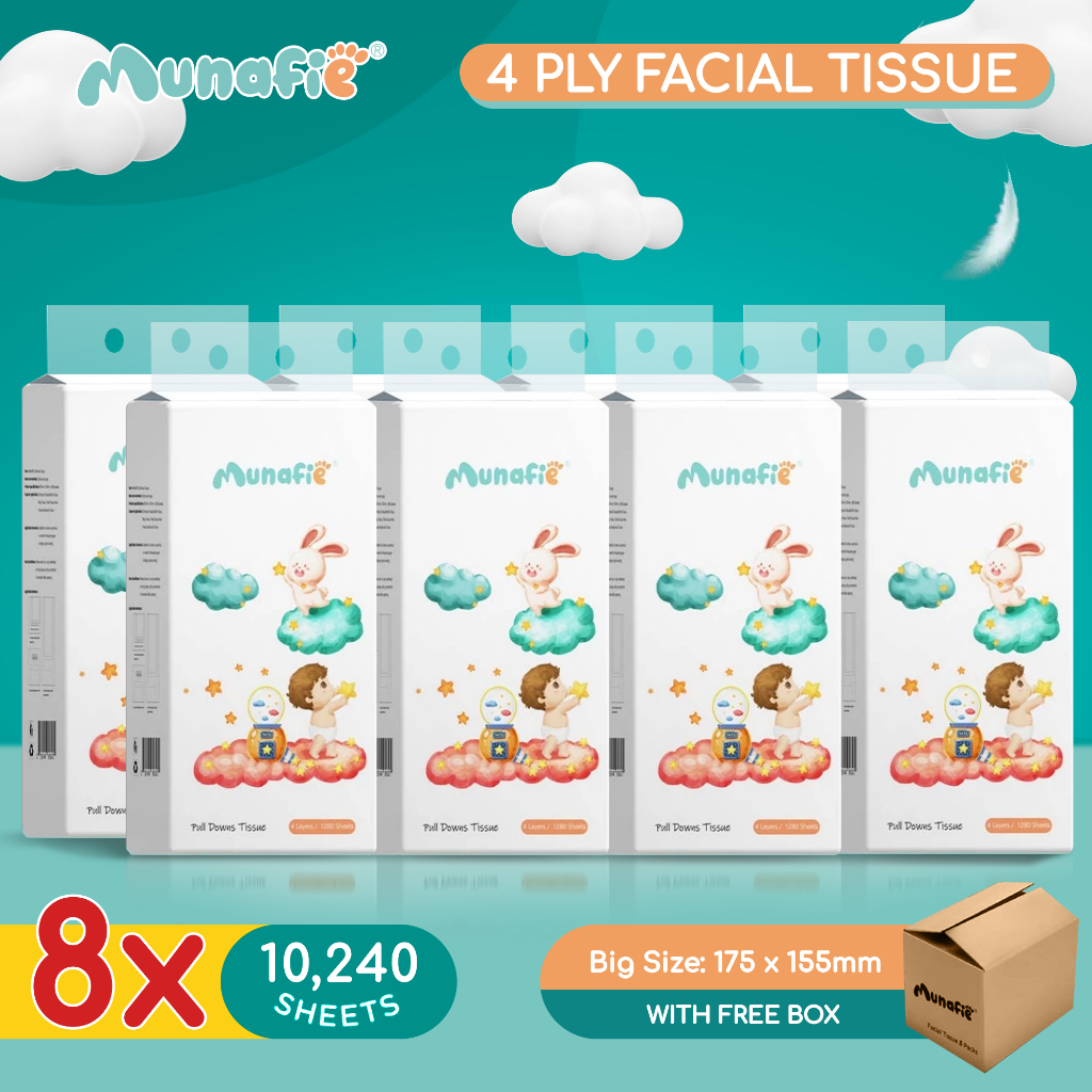 Munafie Pull Down Facial Tissue Paper 4 Ply Large Size Soft & Smooth ...