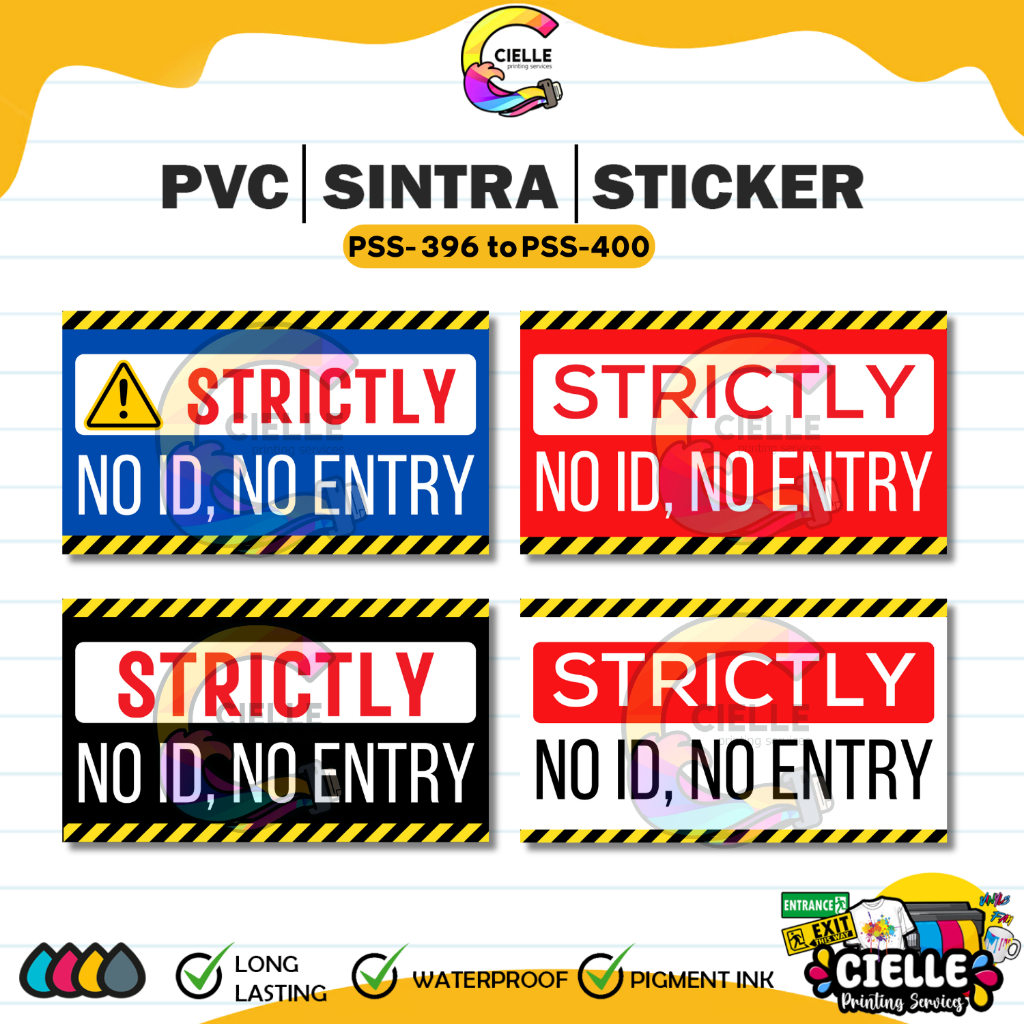 PVC │ SINTRA │ STICKER SIGNAGES (PSS-396 to PSS-400) - STRICTLY NO ID ...