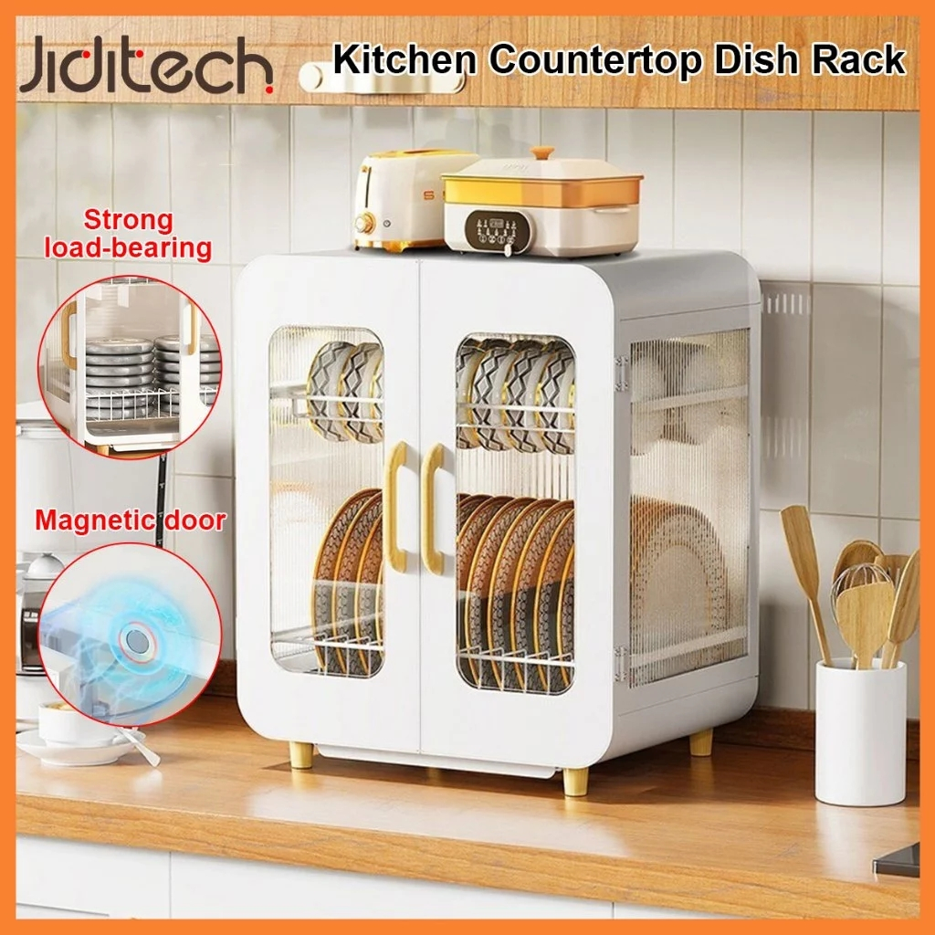Jiditech Dish Rack Kitchen Dish Cabinet Countertop Plate Rack Organizer ...