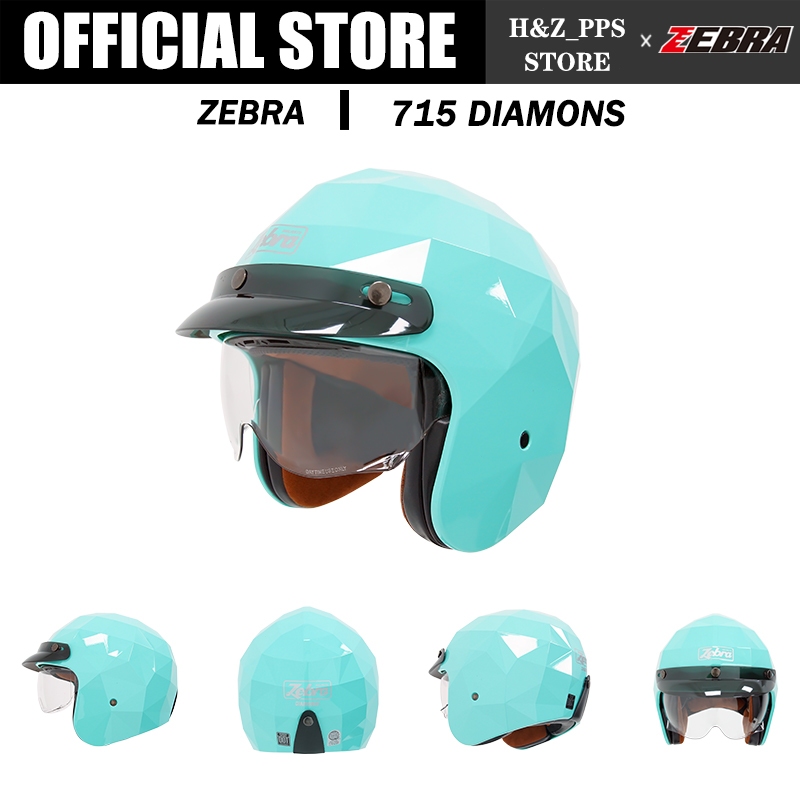 ZEBRA 715 DIAMONDS Motorcycle Classic Helmet Retro vintage Helmets Half ...