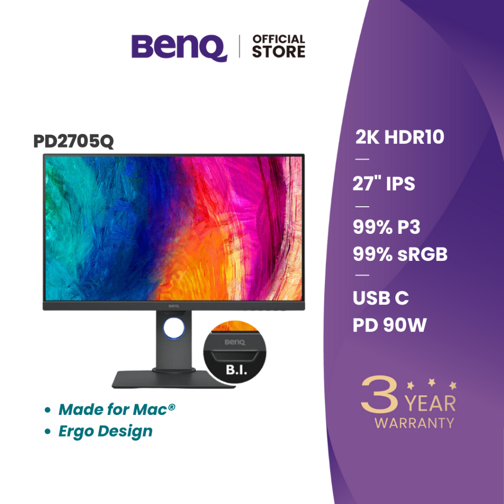 BenQ PD2705Q Mac-Ready 27" 2K IPS 100% sRGB Rec.709 Color Accurate ...