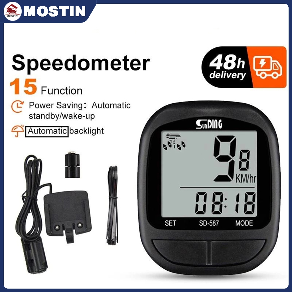 Bike Speedometer Computer Waterproof Wired LCD Odometer Stopwatch ...