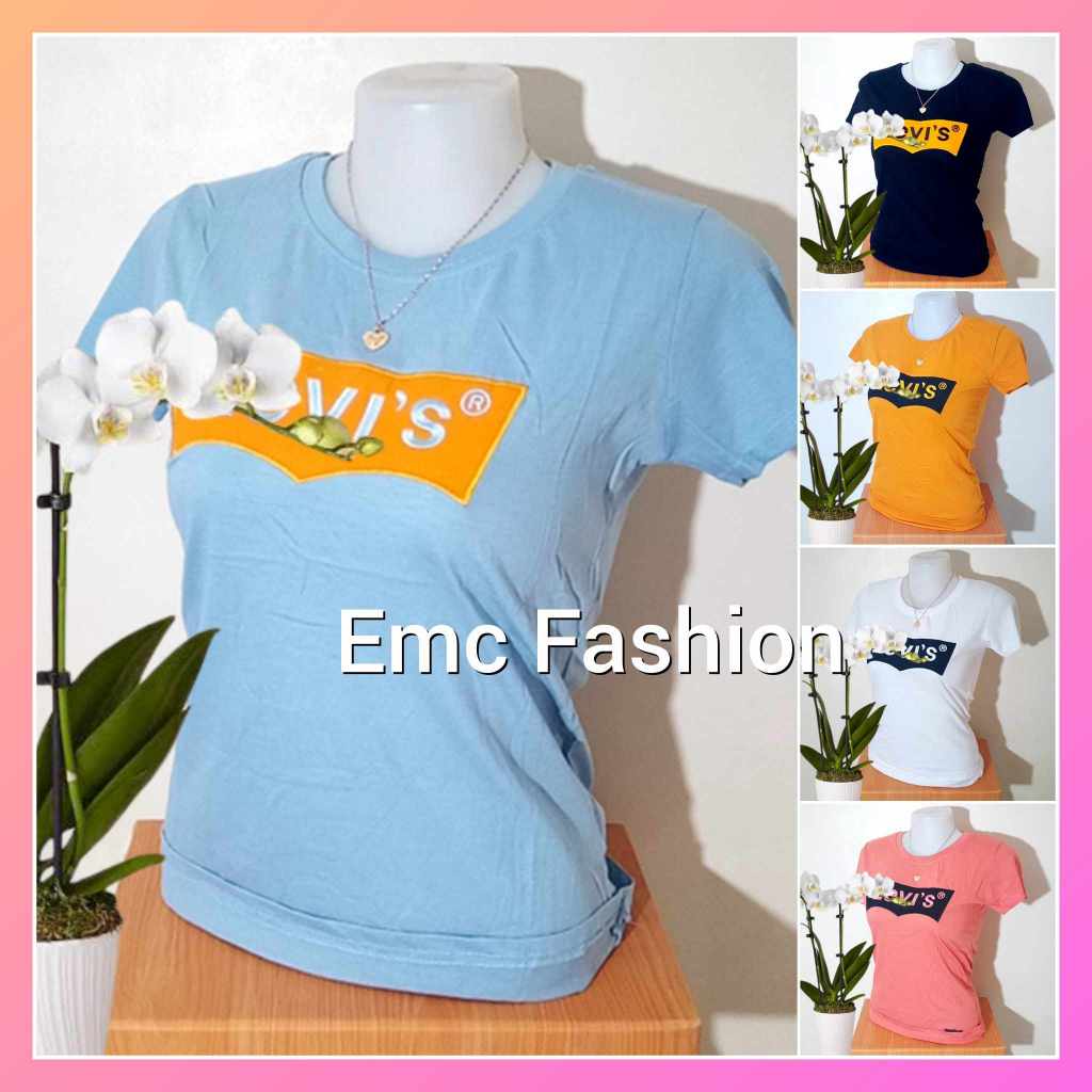 LE1218 Emc Fashion Ladies Cut Overrun T-Shirt For Women Embroidered ...