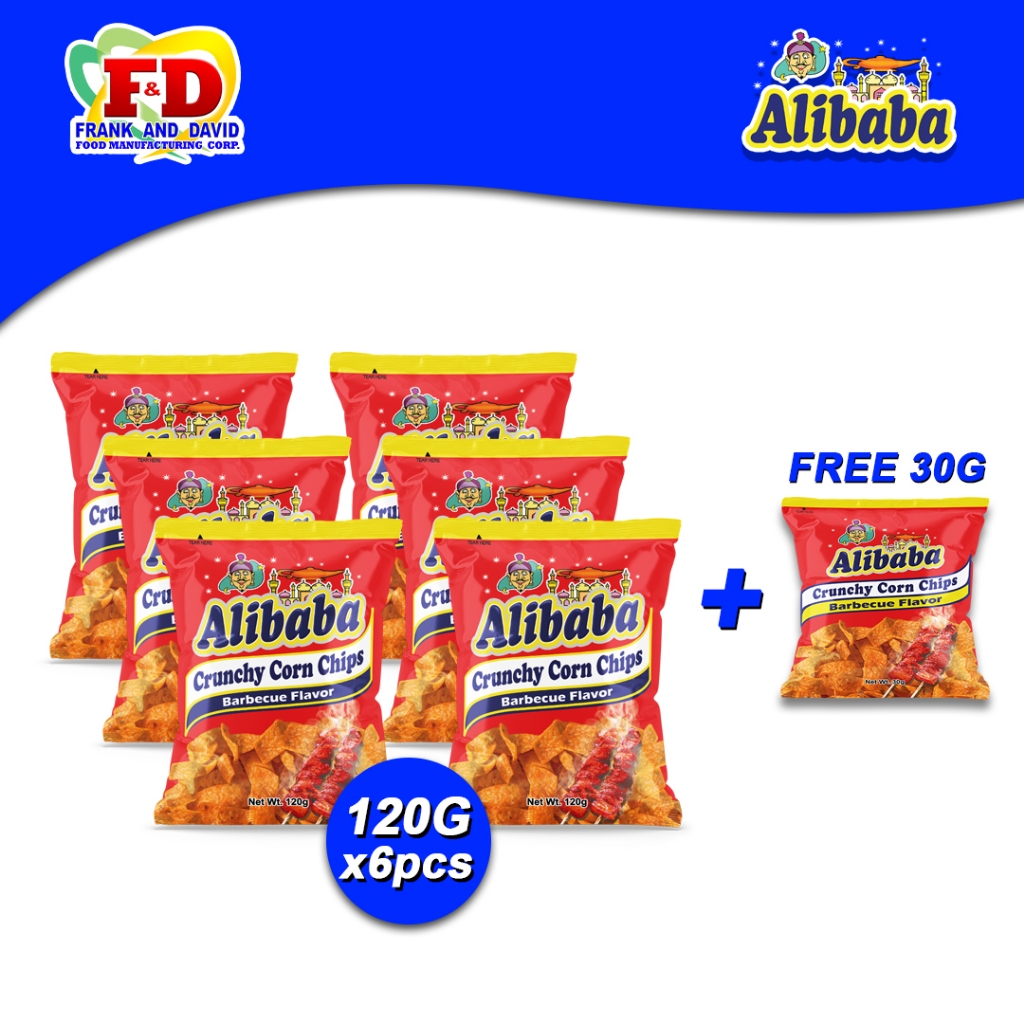 Alibaba Crunchy Corn Chips - Barbecue Flavor 120 grams x 6 pcs + 30 ...