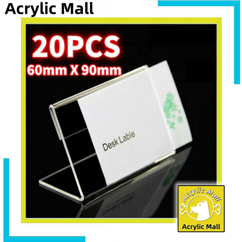 20*PCS Acrylic Clear Sign Label Display Holder Price Card Tag Stand ...