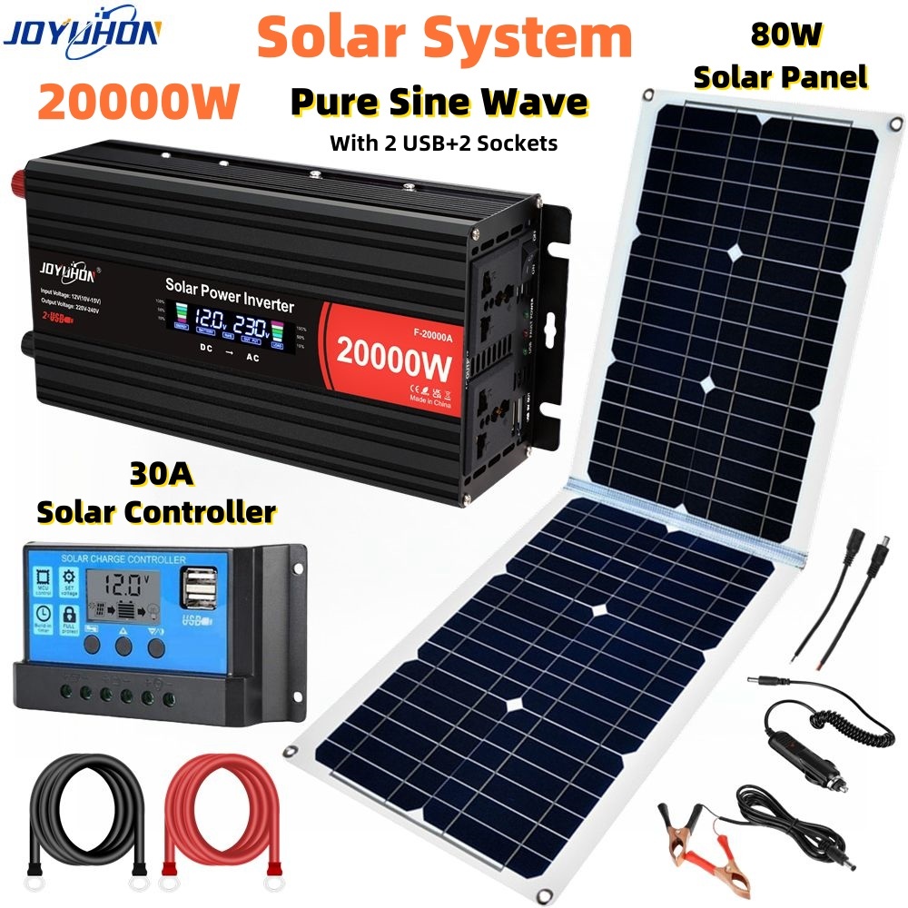 JOYUHON Solar Power Inverter System 20000W Pure Sine Wave Inverter 80W ...
