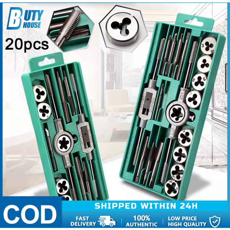 20PCS Adjustable Tap and Die Set Hand Tap Wrench threader Metric ...