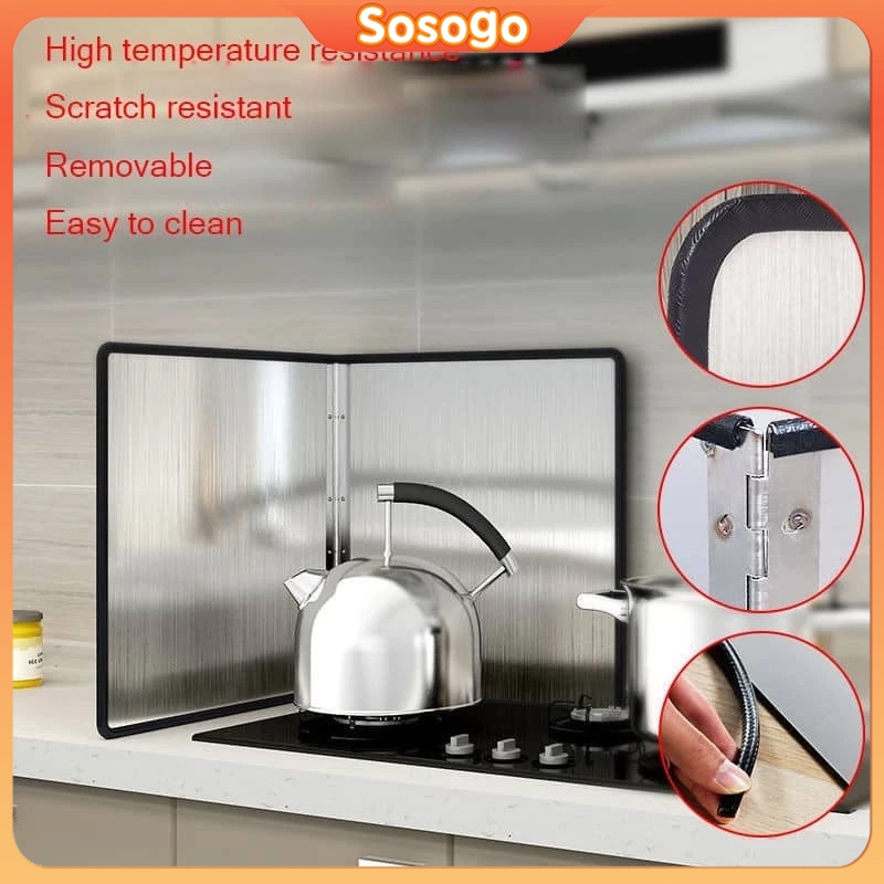 kitchen gas stove stainless steel splash guard baffle Oil Splash-proof ...