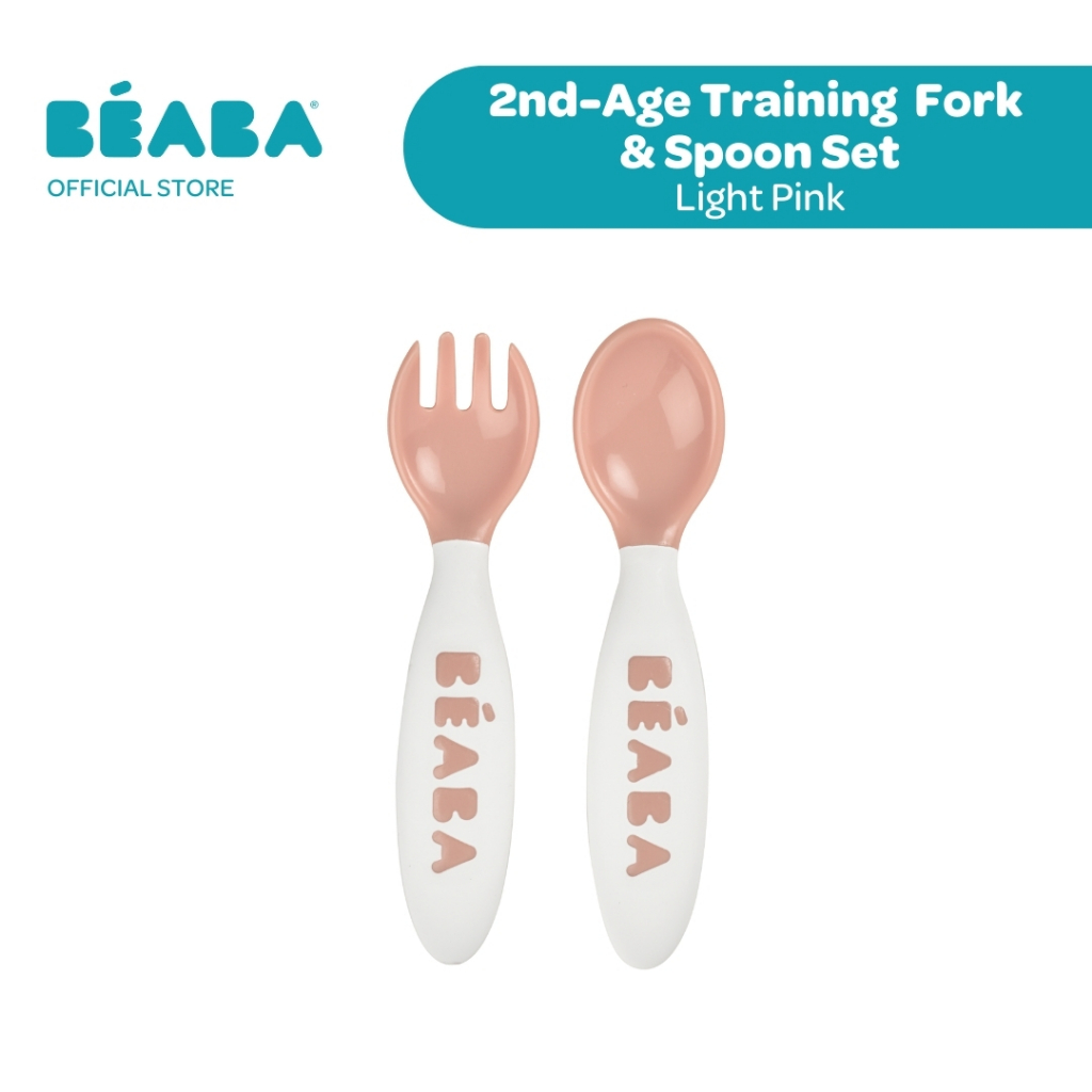 Beaba Baby 2nd Age Training Fork and Spoon (storage case included ...