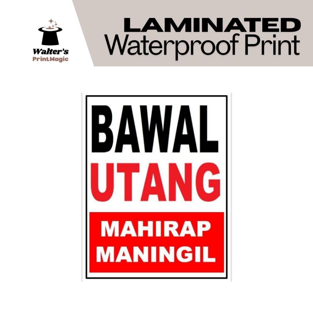 Bawal Utang No Credit Signage | A4 Laminated Waterproof Sign Signage ...