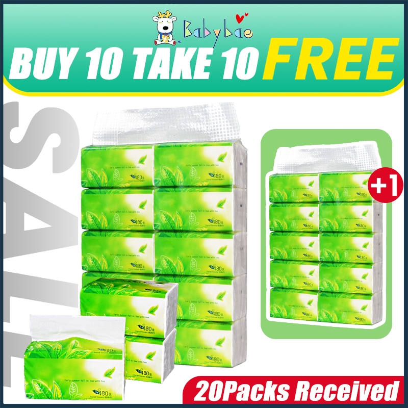 【Buy 10 Take 10】Tissue Facial Organic Green Tea Tissue Paper Car Toilet ...