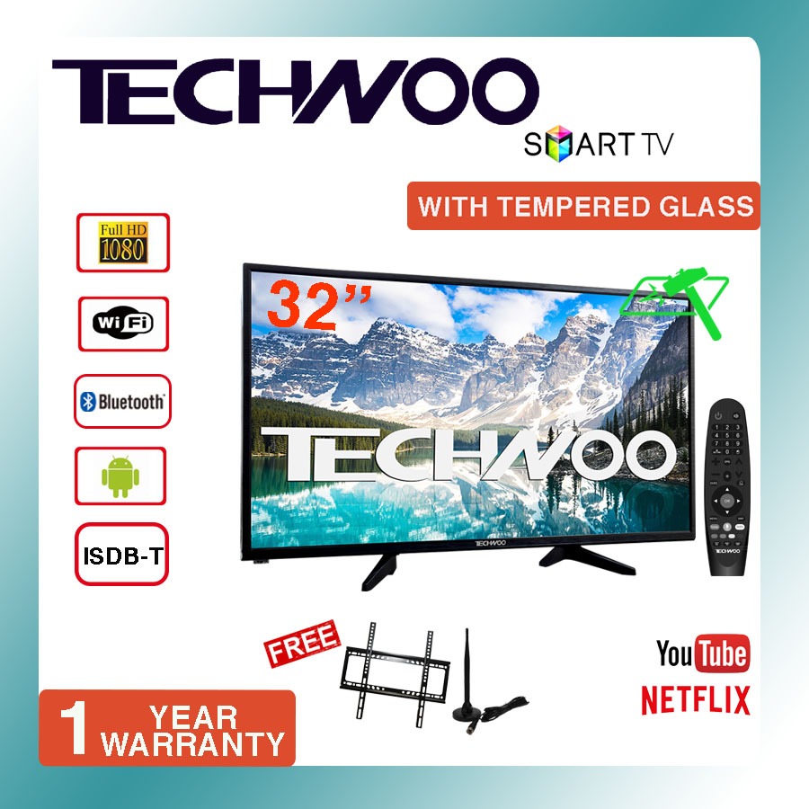TECHWOO SMART TV 32 WITH TEMPERED GLASS ANDROID 11/BT/ISDB-T/ MAGIC ...