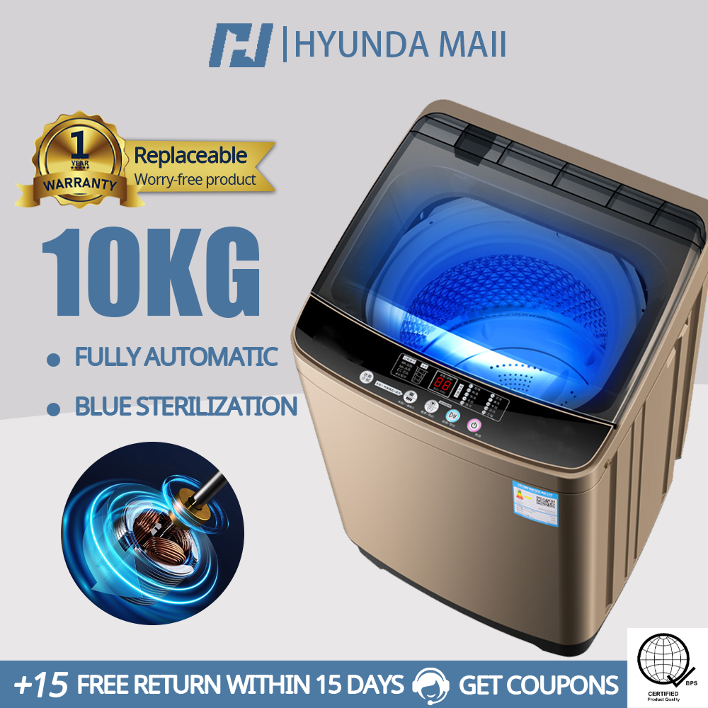 HOMEFUN 10KG Fully Automatic Washing Machine、 Blue Light、 With Drying ...