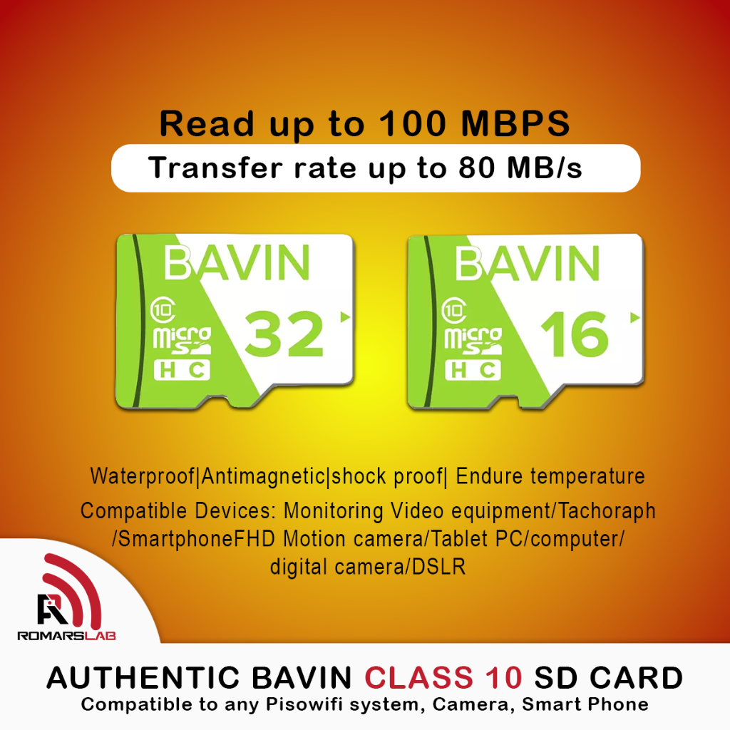 Romarslab BAVIN Class 10 Micro SD Card for any Pisowifi system, Camera, Smartphone | Shopee ...