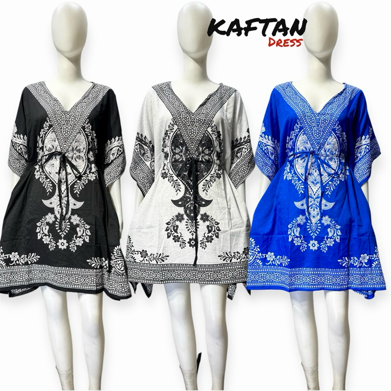 Kaftan mini dress short kaftan daster plus size fit to L-2xl | Shopee ...
