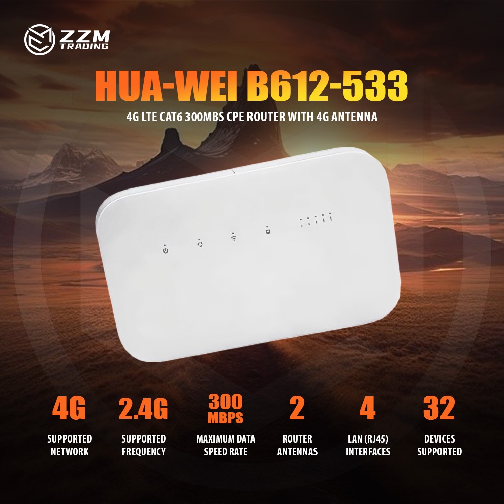 Huawei B612-533 4G LTE CAT6 300mbps CPE Router with 4G Antenna ZZM Trading | Shopee Philippines