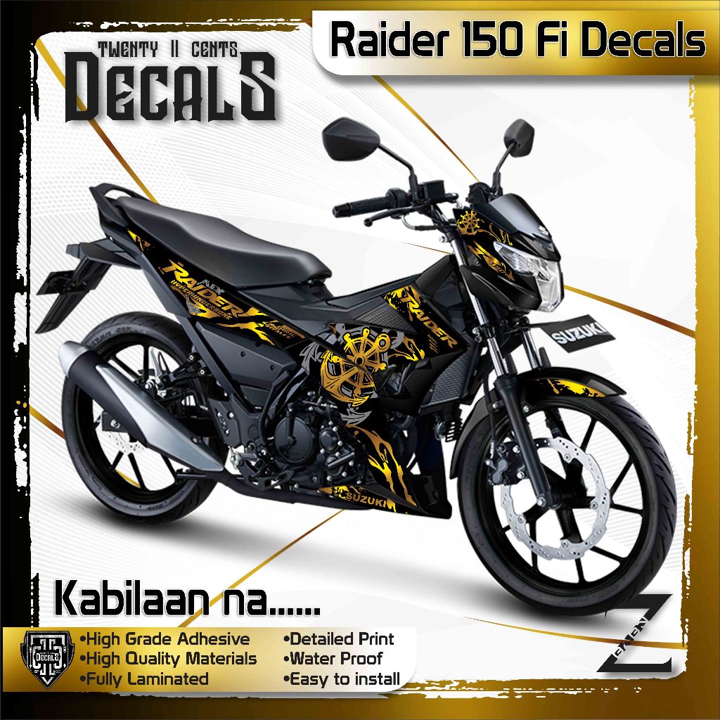 Suzuki raider 150 Fi Decals High-Quality Stickers gold anchor | Shopee ...