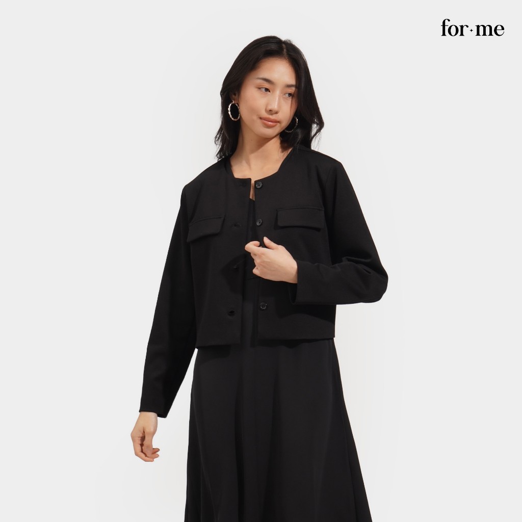 ForMe Round Neck Jacket For Women (Black) | Shopee Philippines