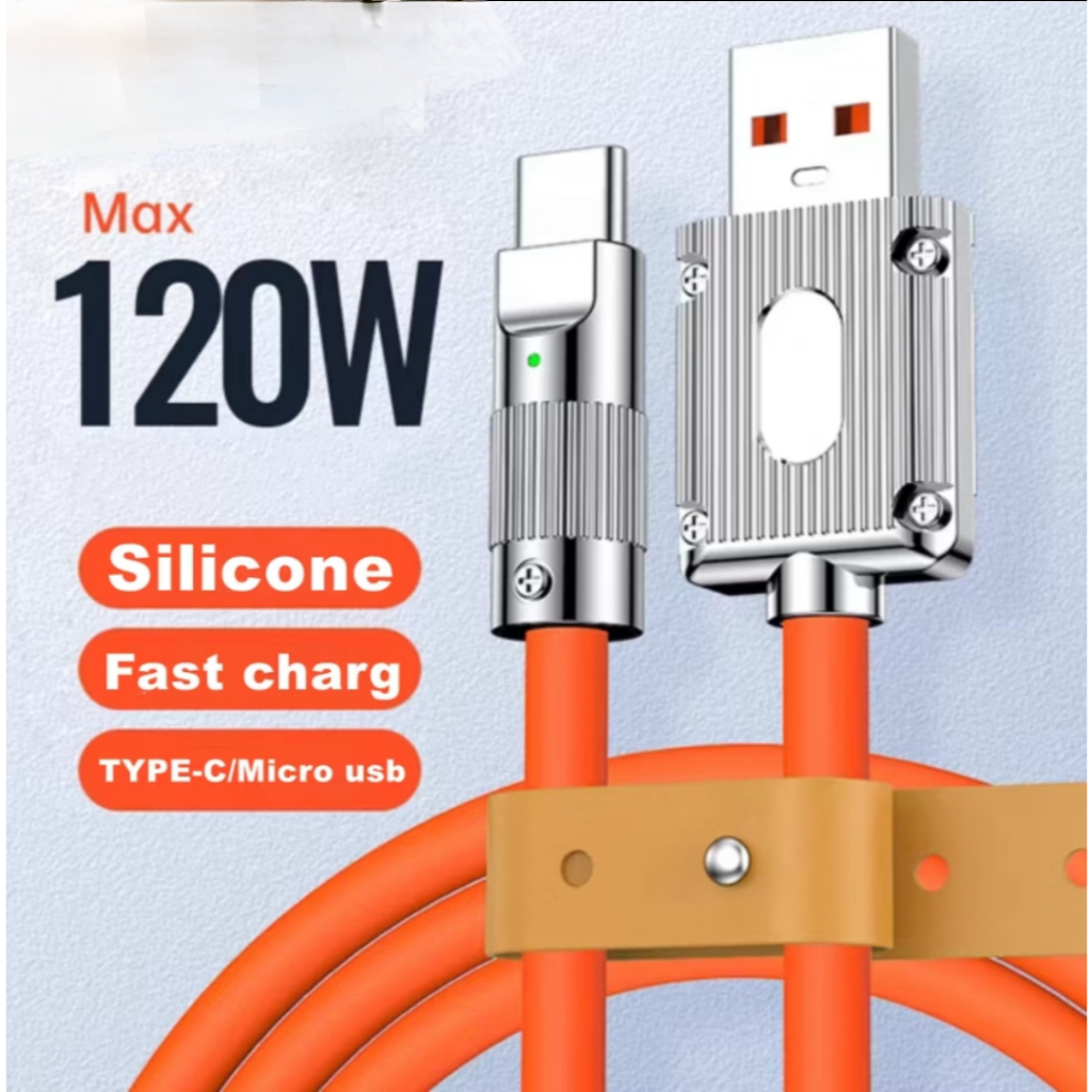 120W 6A Type c/8pin/Micro USB Cable charger Super Fast Charging Cable ...