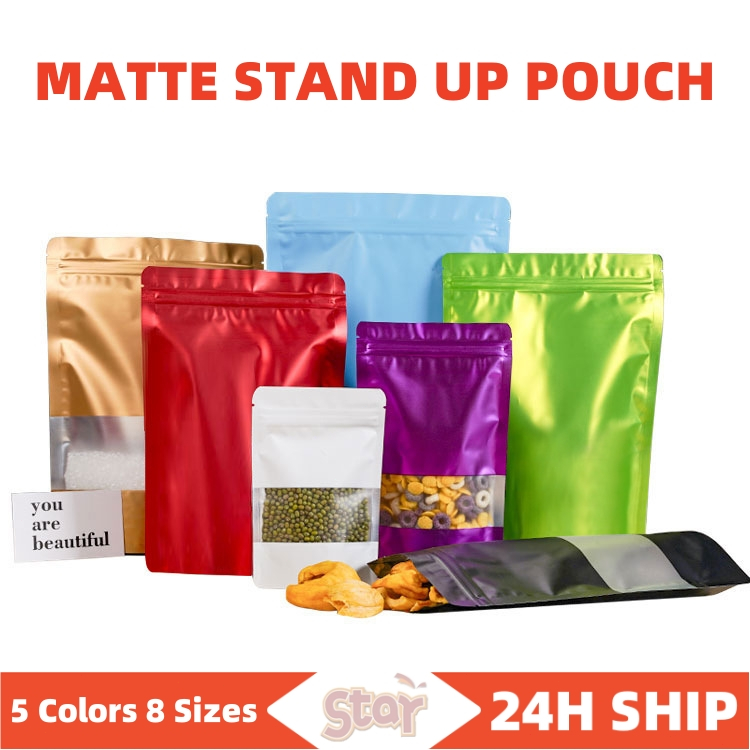 100pcs Colored Aluminized Window Stand Up Pouch with Zip Lock Packaging ...