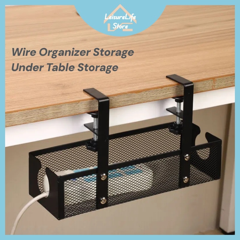 Wire Organizer Storage Under Table Storage Rack Cable Management Tray ...