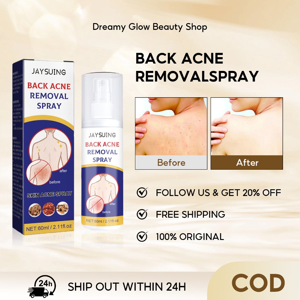 Jaysuing Back Acne Removal Spray 60ml Back Desalinates Acne Spray Oil ...