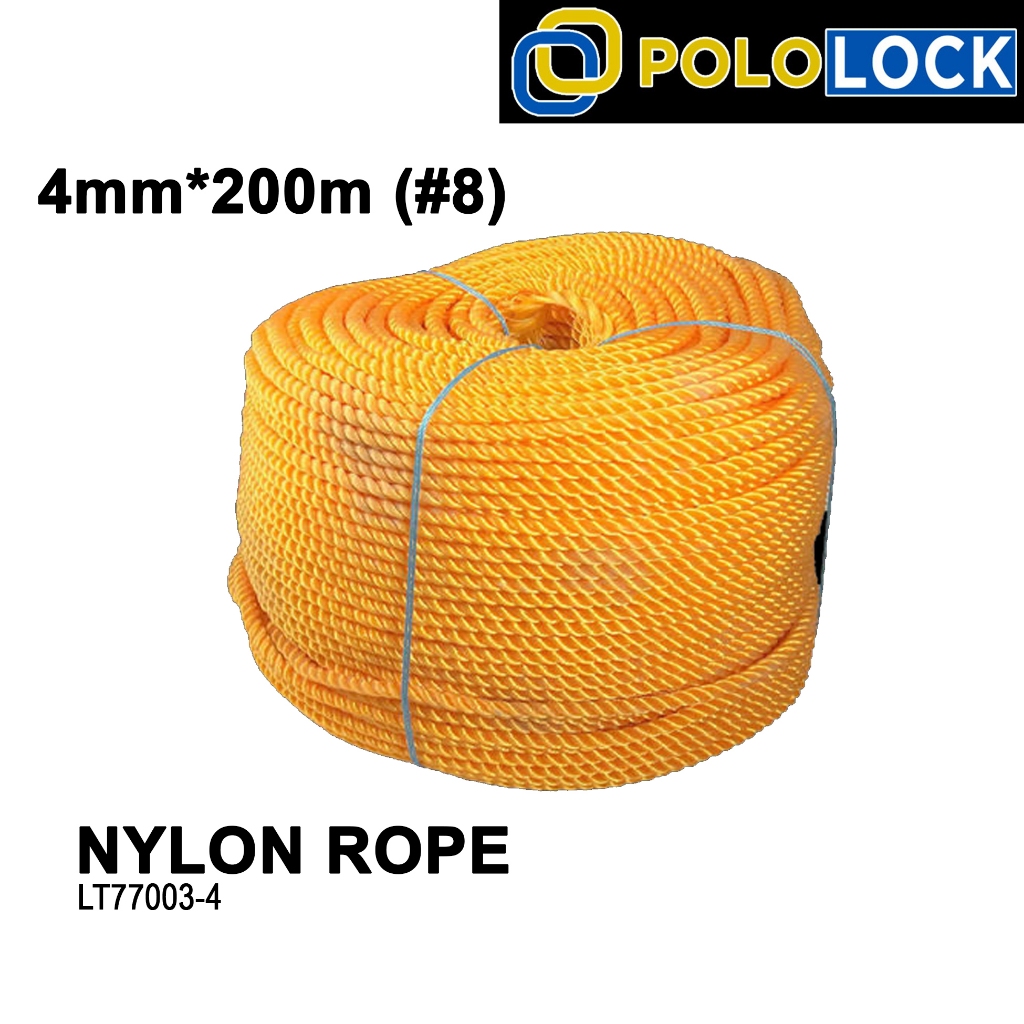 POLOLOCK POLONET Nylon Rope 200m 4mm #8 High Quality (RANDOM COLOR ...