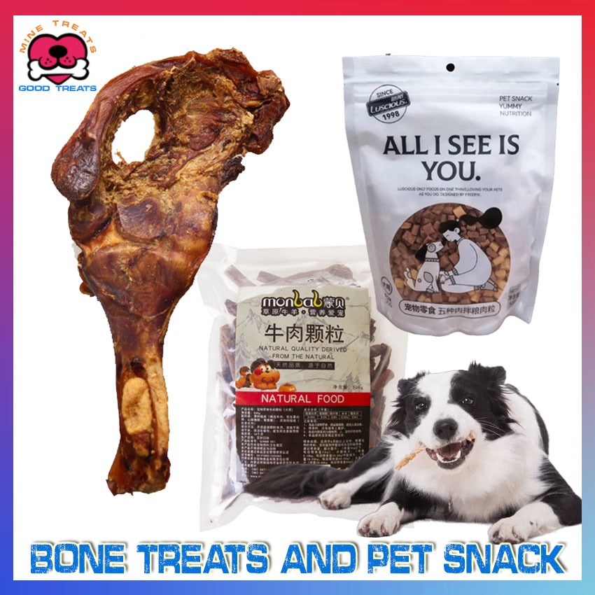 (VARIATION) Monbab Pet Snack Crispy Beef Sciatic Cow Bone Dog Treats Snack 100g (Medium ...