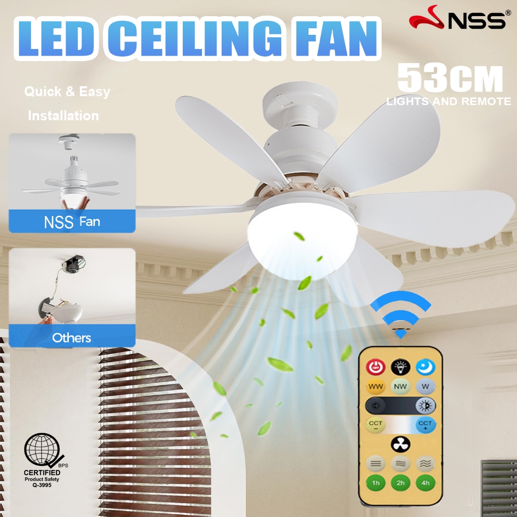 NSS 40W Ceiling Fan With LED Light Remote Control 6 Blades 3Speed ...