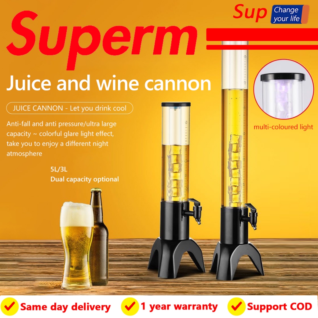 1.5L/3.0L Beer tower beer dispenser Juice Dispenser with lighting LED and Detachable Ice Tube ...