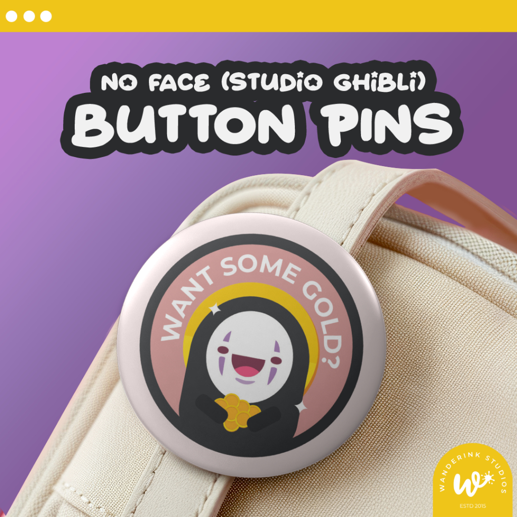 Studio Ghibli No Face Spirited Away Fan Made Merch Button Pins 2.25 and ...