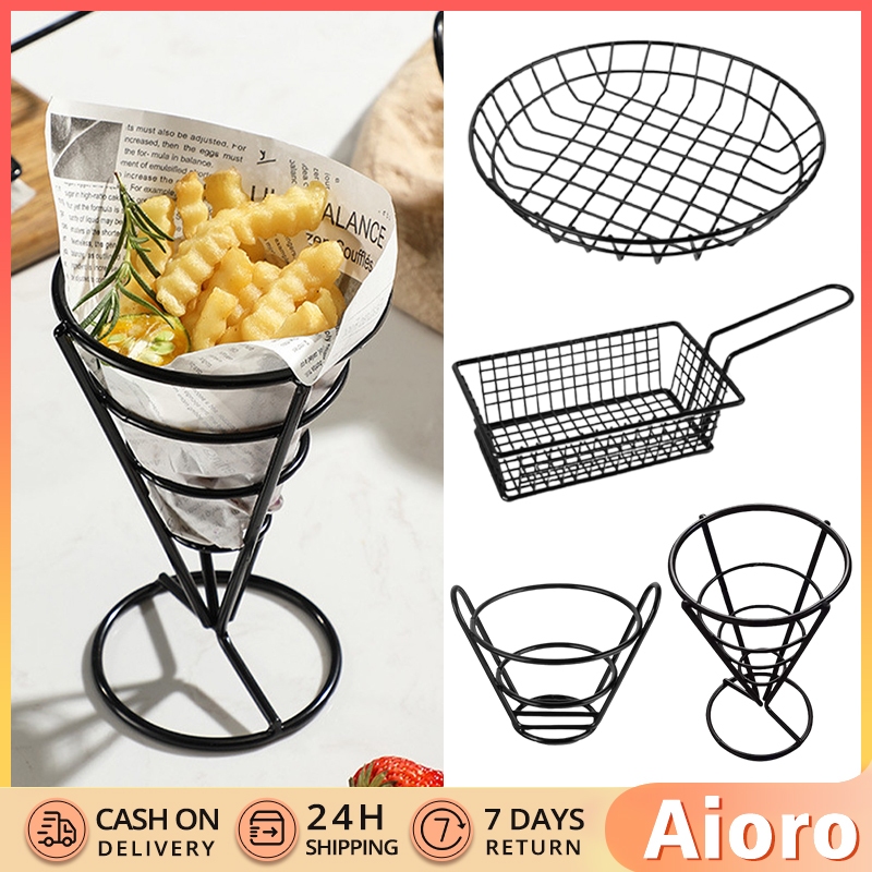 French Fries Stand Stainless Fast Food Basket Wire French Fry Tray ...