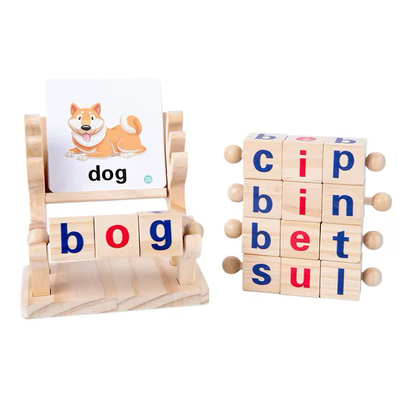 Wooden Montessori CVC Words Cognitive Pairing Set | Shopee Philippines