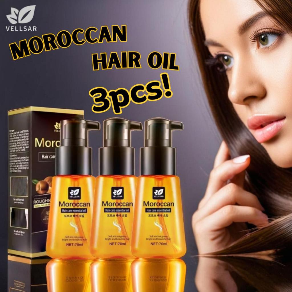 VELLSAR 3pcs MOROCCAN HAIR OIL HAIR CARE ESSENTIAL OIL Improves Dryness ...