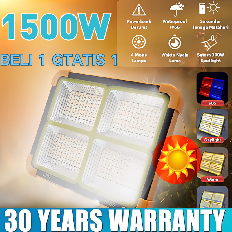 1500W Solar Flashlight Emergency light solar Rechargeable Outdoor ...