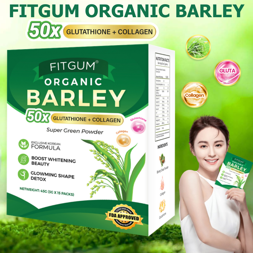 Fitgum Organic Barley Pure Barley Powder 50x Glutathione Collagen for ...