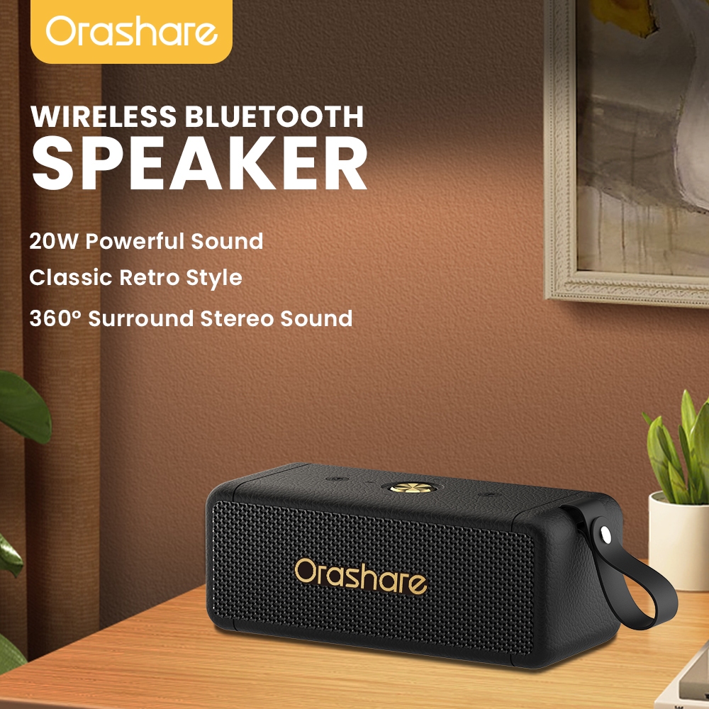 Orashare BS19 Plus 20W Bluetooth Speaker Super Bass TWS Stereo Wireless Speaker Retro Design BT5 ...