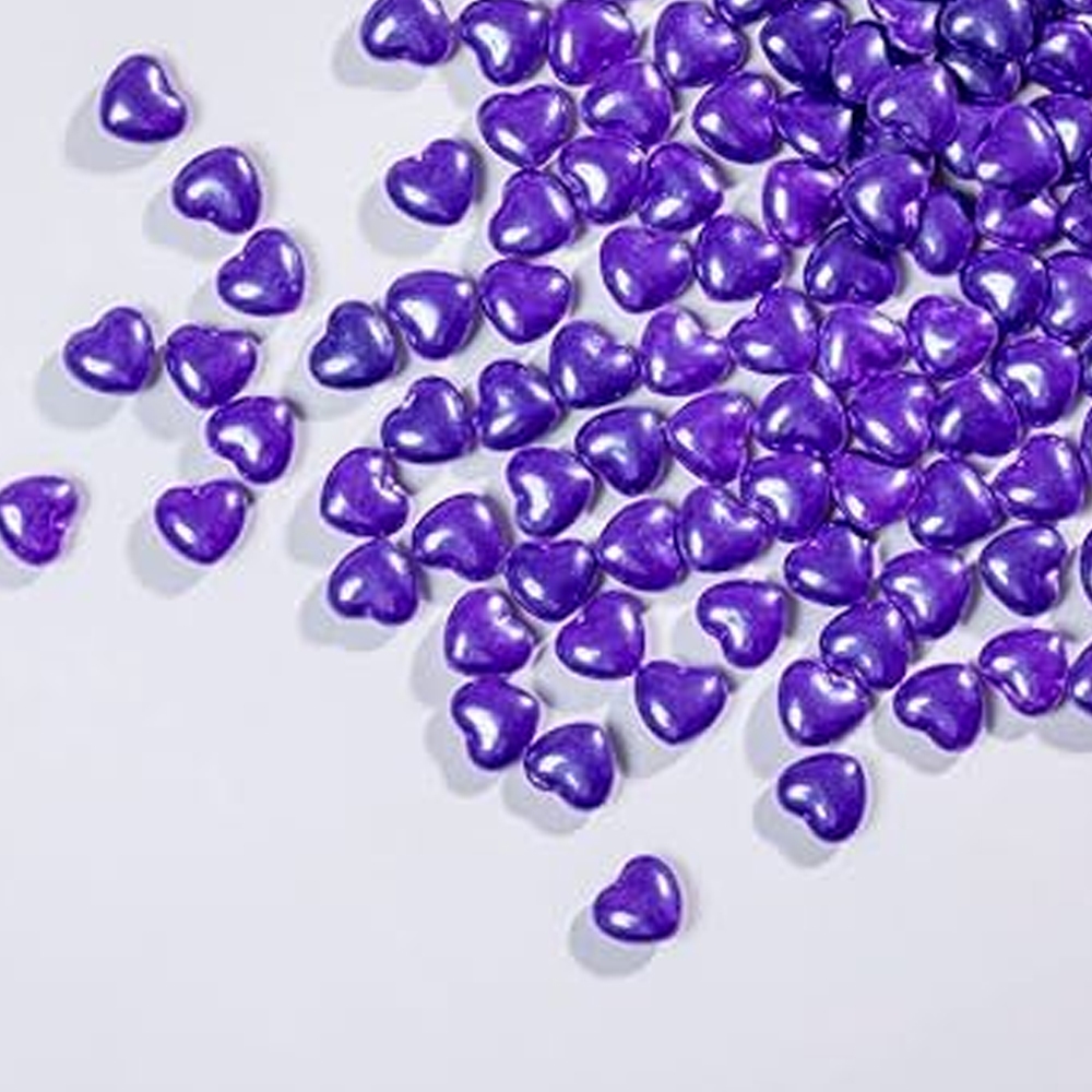 Purple Mini Pearlized Heart Candy 20g - Edible Decor Candy Cake ...